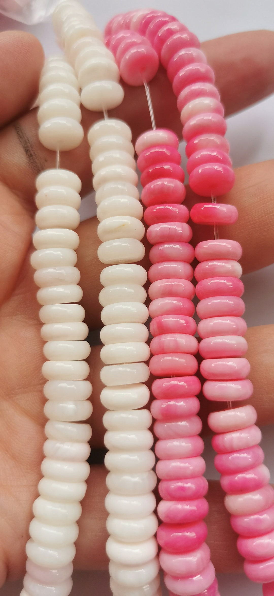 50pcs Natural Queen Conch Shell Beads Rondelle Heishi Wheel Bead 8mm ...