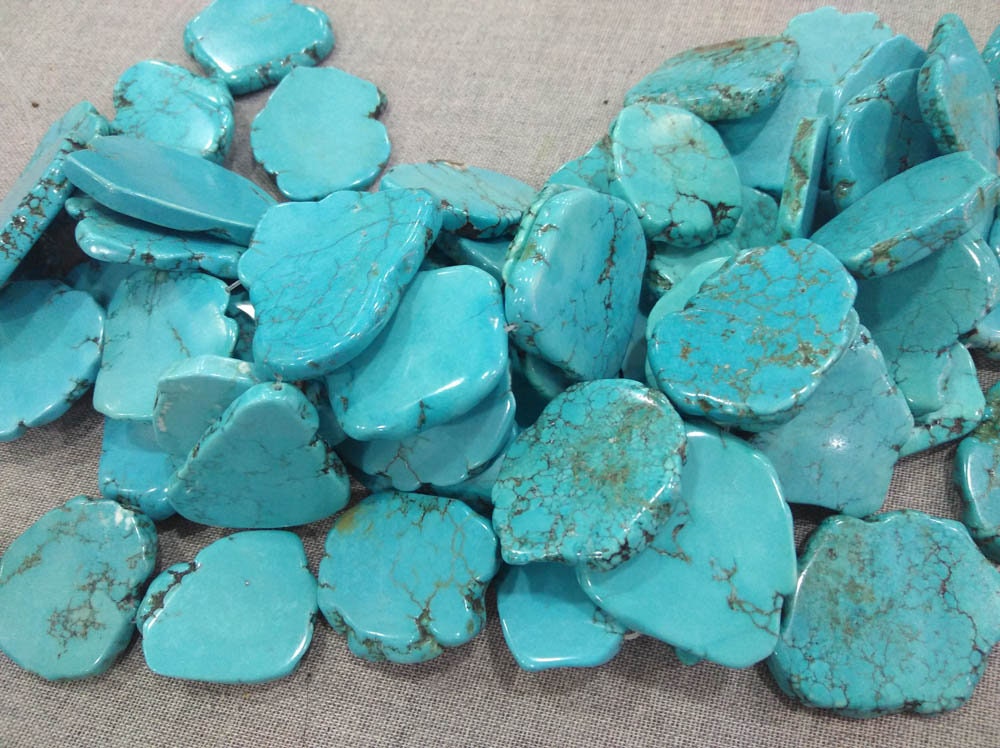 55mm to 20mm Turquoise Light Blue Magnesite Beads, Magnesite Nuggets ...