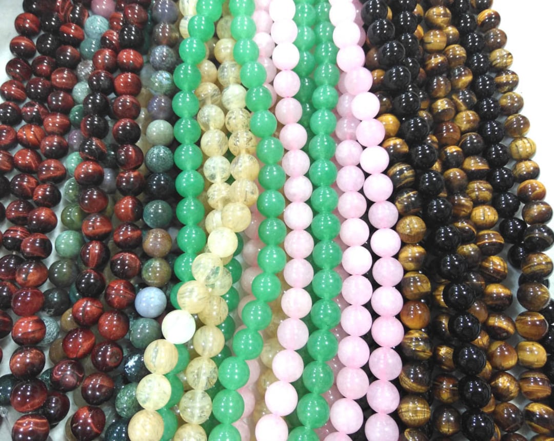 12mm 20pcs Mixed Natural Stone Round Beads for Bracelet-necklace ...