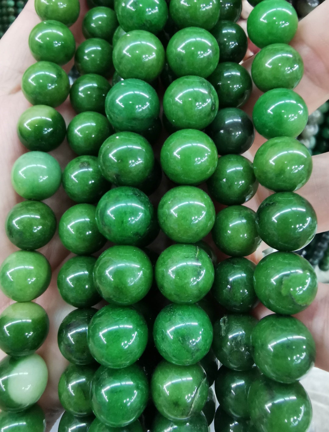Wholesale 12mm Canadian Nephrite Jade Bead 16inch Jadeite Nephrite ...