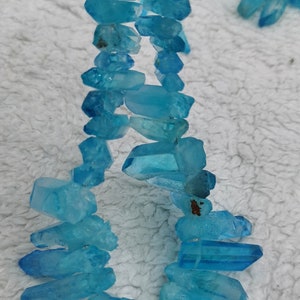 Blue Aura Crystal Natural Crystal Point Beads Clear Transparent Stick ...