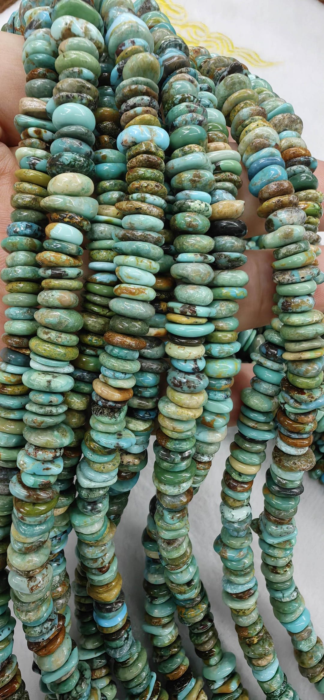 16” Strand Genuine Graduated Turquoise Disc Rondelle Gemstone Natural ...