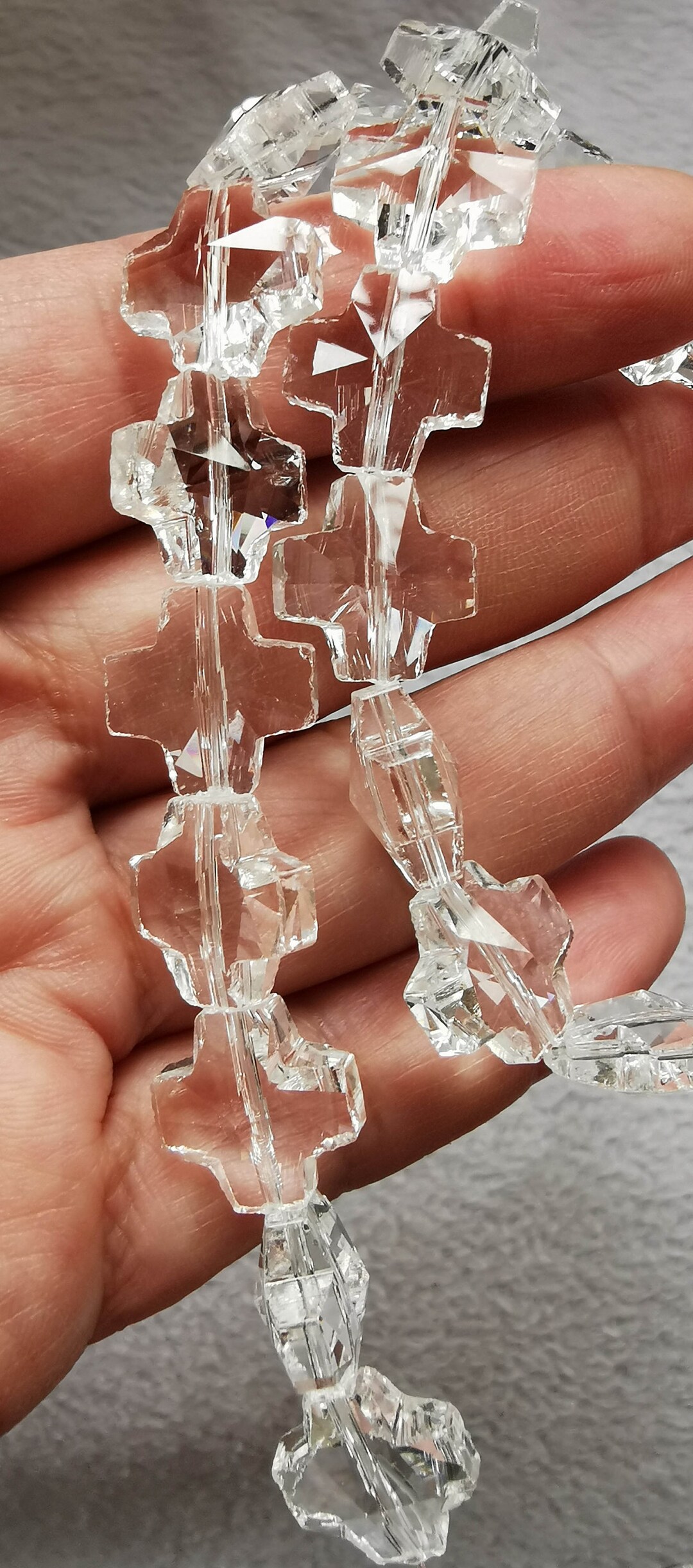25pcs Faceted Cross Crystal Glass Charm Space Bead 20mm Pendants ...