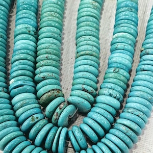 Large Turquoise Stone Heishi Wheel Disc Spacer Beads Blue Green Stone ...