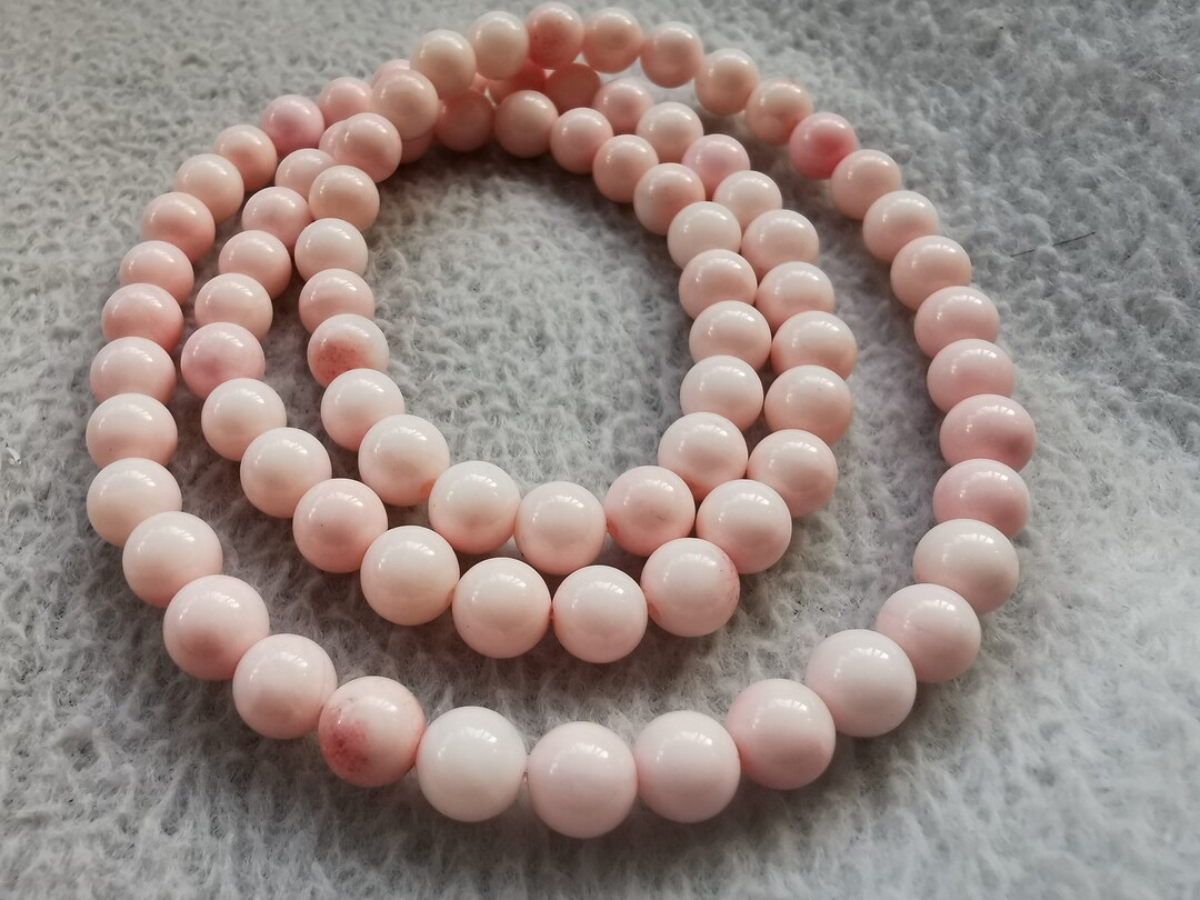 22inch 85pcs Genuine Pink Conch Jewelry Round Ball Red Shell Beads 6 ...