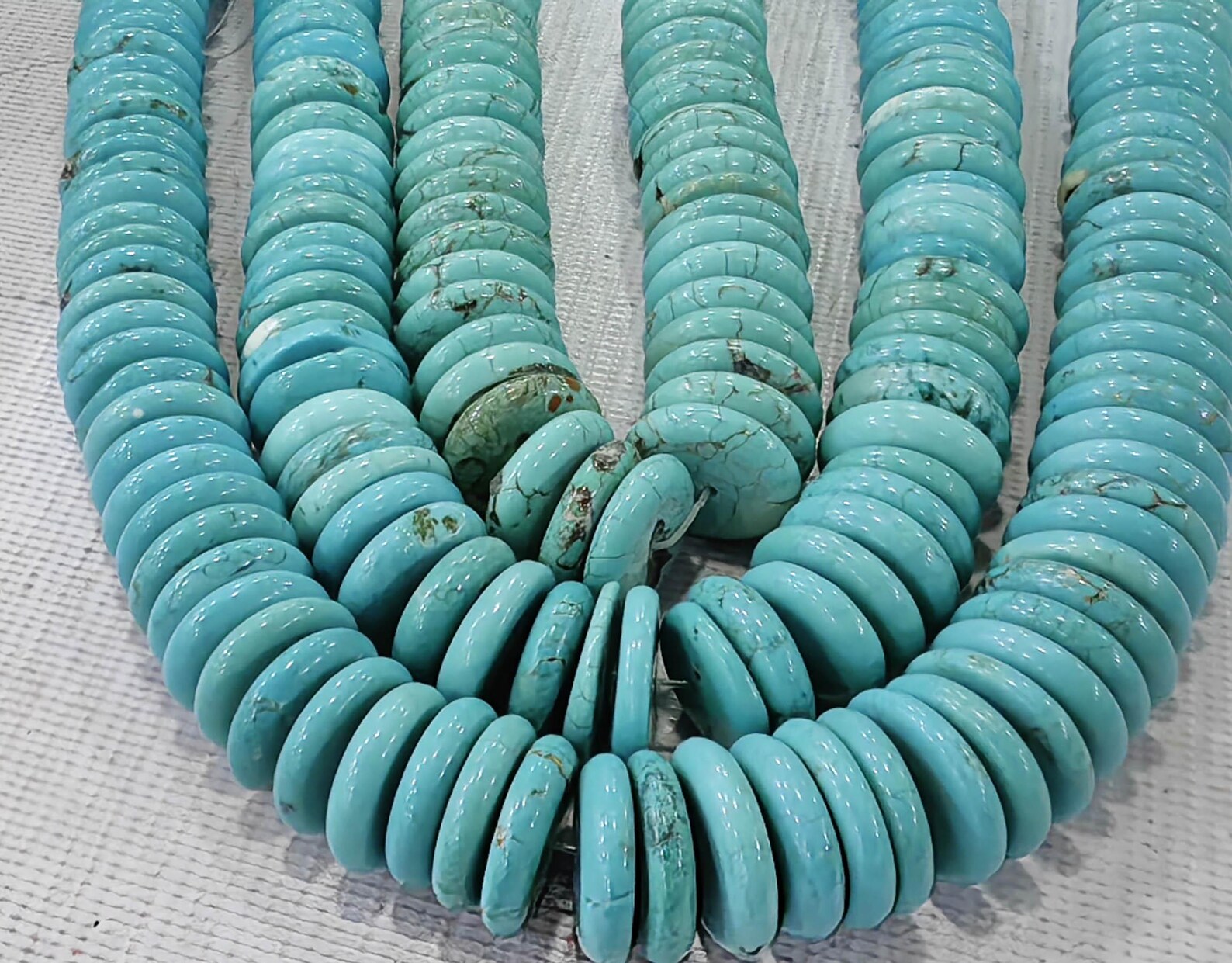 Large Turquoise Stone Heishi Wheel Disc Spacer Beads Blue Green Stone ...