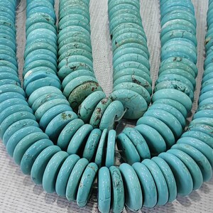Large Turquoise Stone Heishi Wheel Disc Spacer Beads Blue Green Stone ...