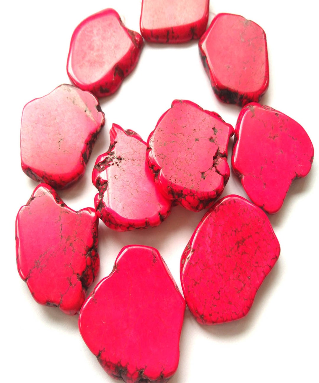 20 to 55mm Hot Red Turquoise Stone Freeform Slab Nugget Magnesite Beads ...