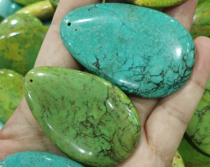 Drilled62x42mm Tibetan Turquoise Slab Rectangle T Charm - Etsy