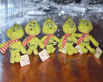 Personalized Christmas Grinch Plush and Book Gift, Grinch Green Plush ...