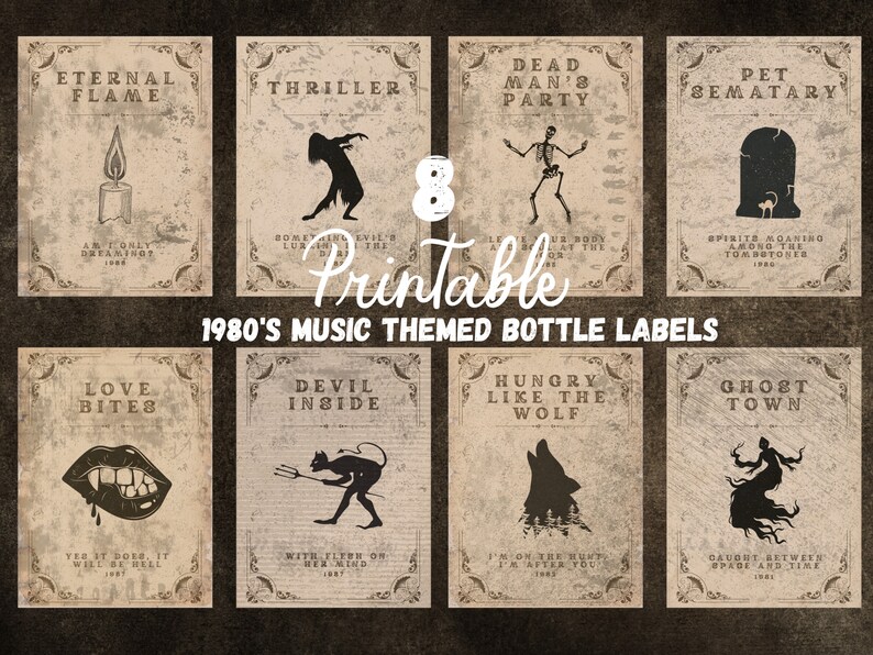 Printable, 1980's, Halloween, Vintage Style Bottle Labels, Halloween ...