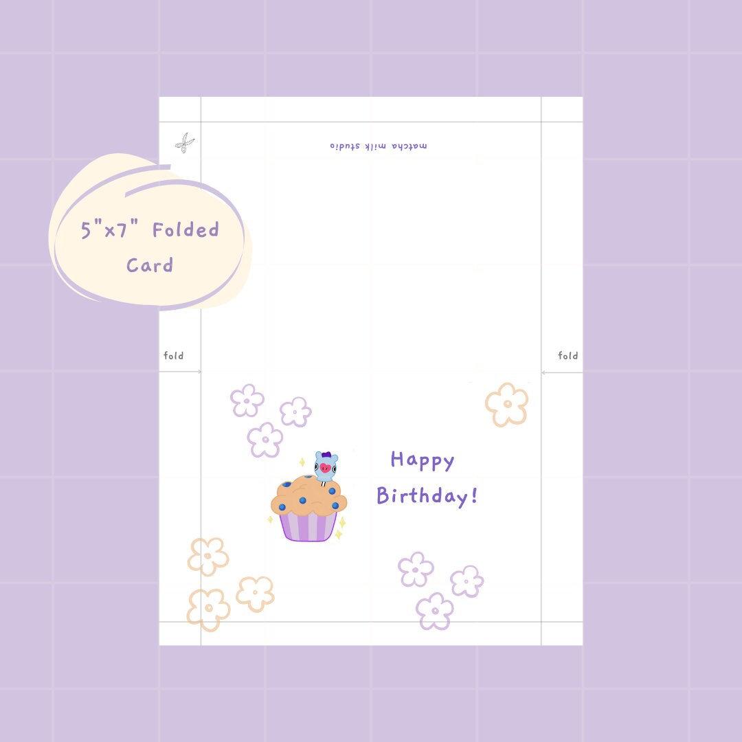 BT21 Mang Printable Birthday Card Greeting Card, KPOP, Hobicore BTS ...