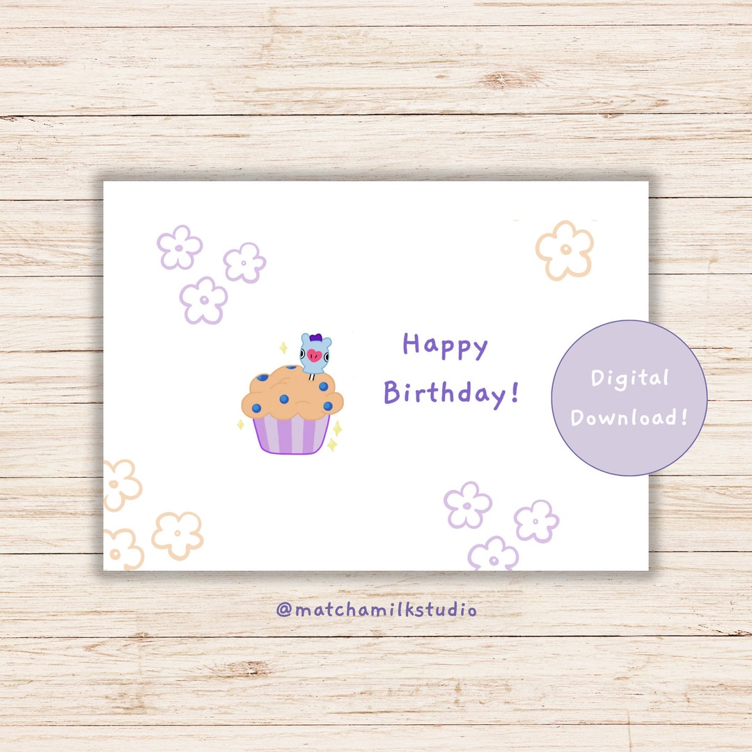 BT21 Mang Printable Birthday Card Greeting Card, KPOP, Hobicore BTS ...