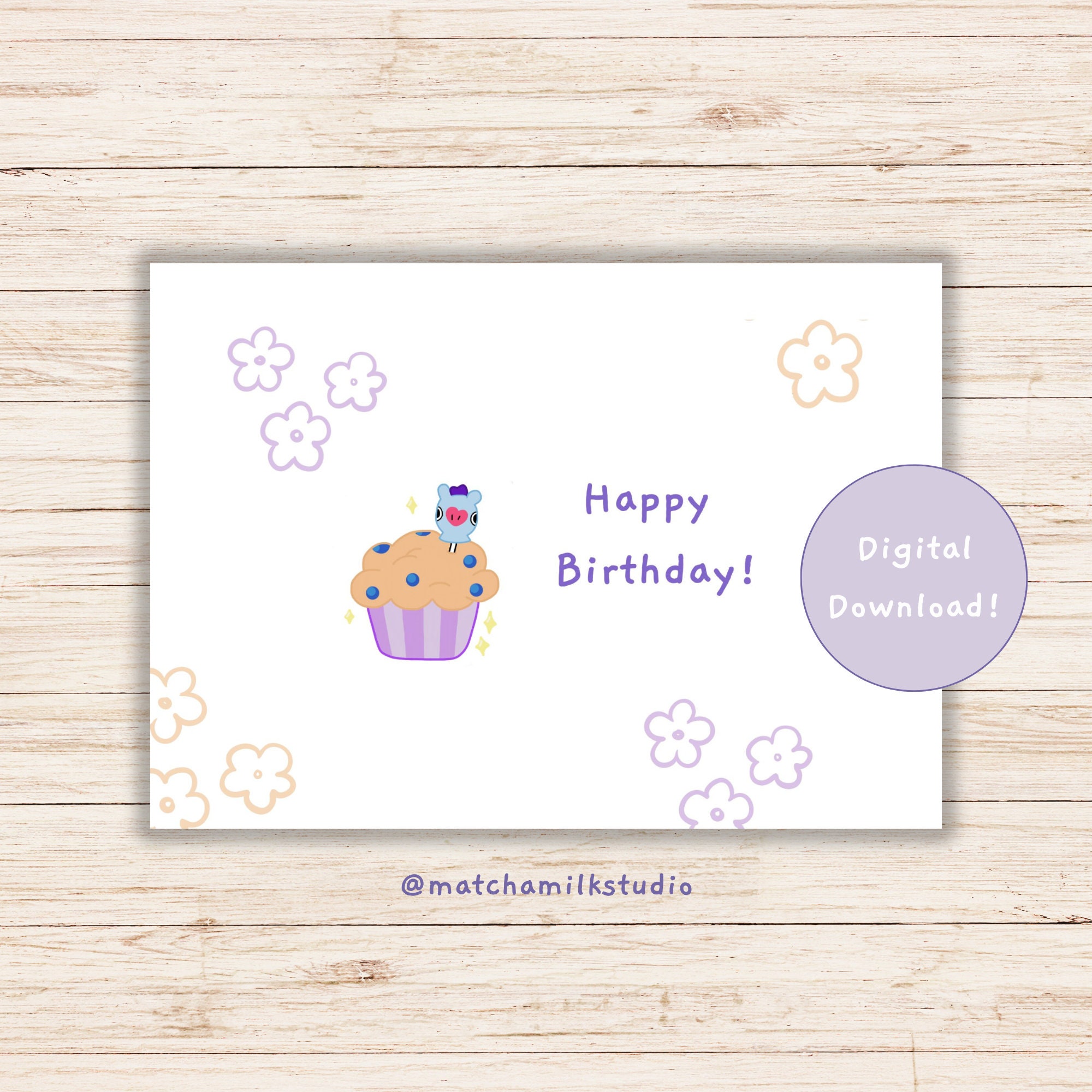BT21 Mang Printable Birthday Card Greeting Card, KPOP, Hobicore BTS ...