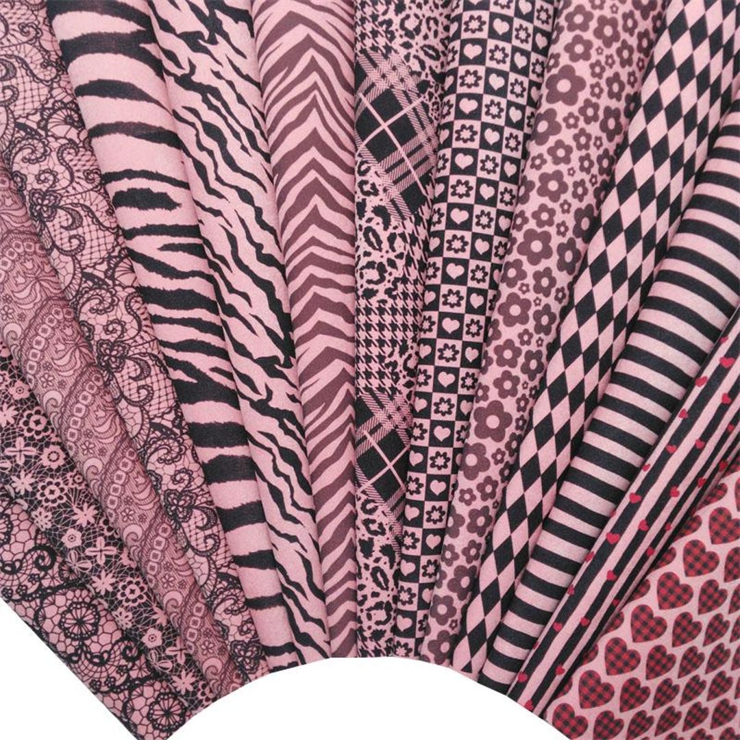 Lace Patterns Zebra Hearts Printed on Pink Velvet Faux Leather Felt ...