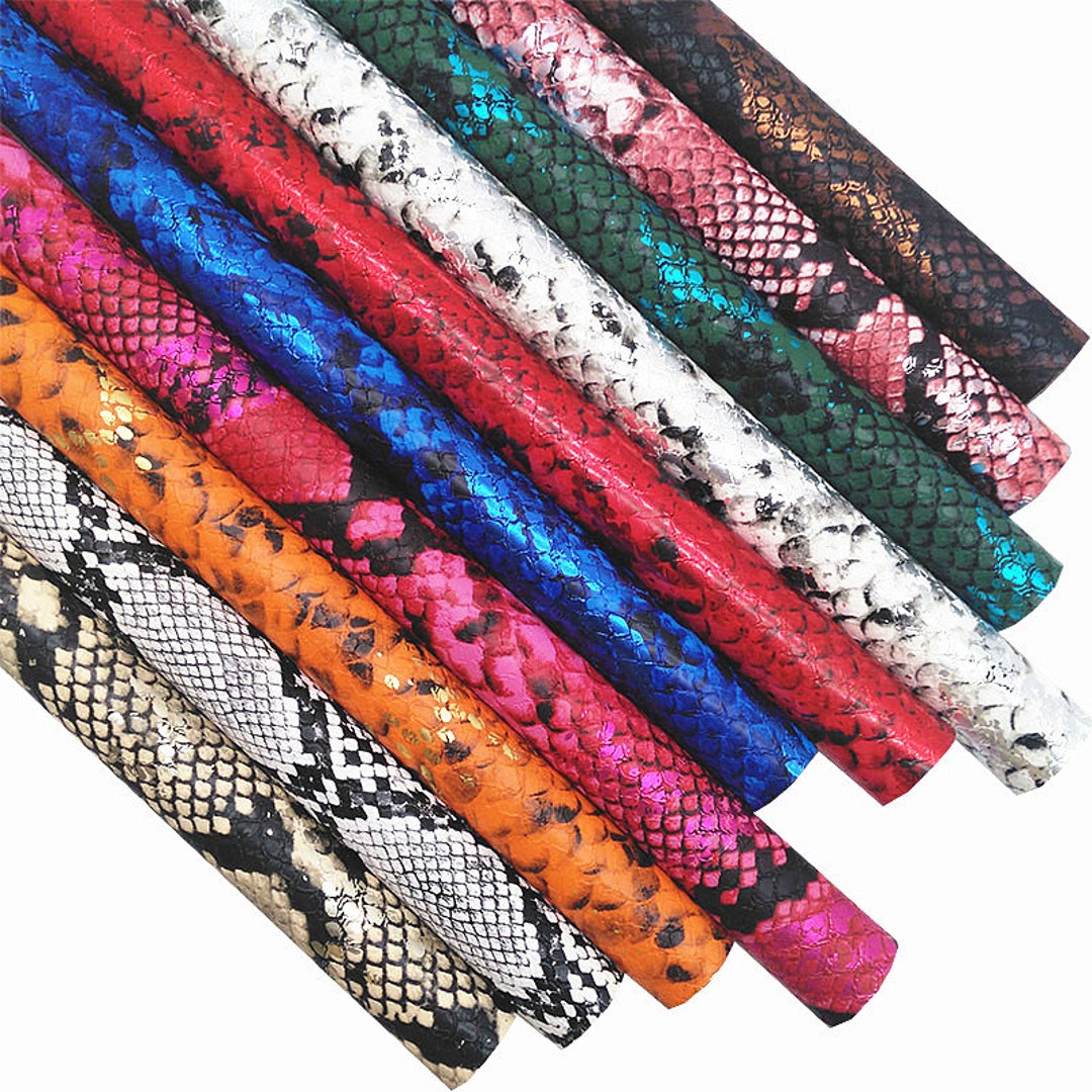 Metallic Snake Faux Leather Fabric, DIY Craft Accessories (11.8 X 52.8 ...