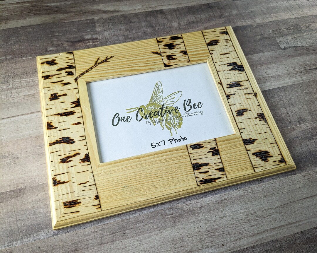 Tree Picture Frame, Birch Tree Art, Wood Burned Picture Frame, Wood ...