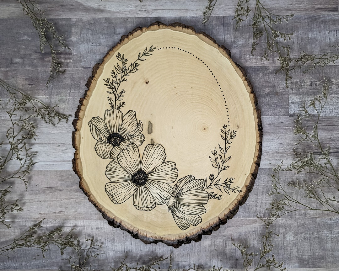 Floral Wood Burned Sign, Wildflower Art, Wood Burned Art, Home Decor ...
