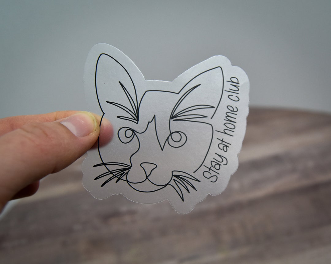 Stay at Home Club Sticker, Introvert, Cat Sticker, Clear Sticker ...