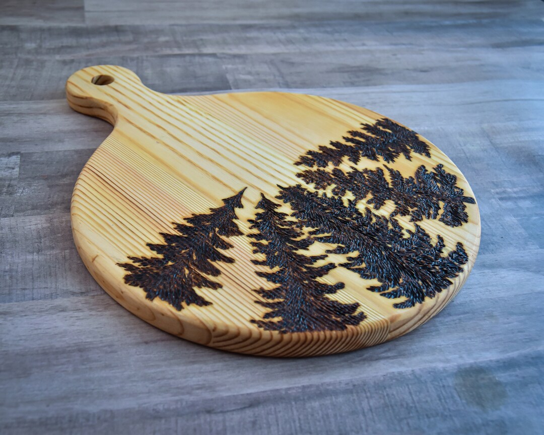 Pine Tree Cutting Board, Wood Burned Cutting Board, Serving Tray ...