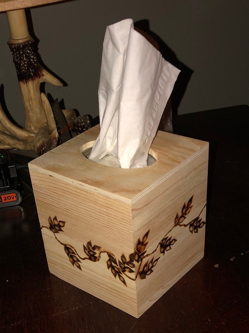 Wood Burned Tissue Box Cover Square - Etsy