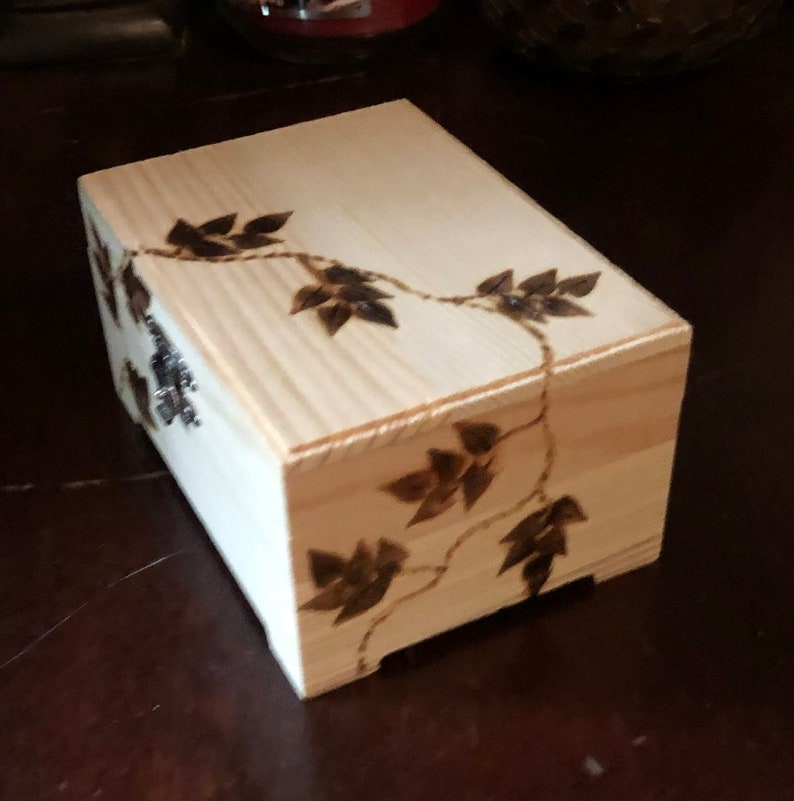 Trinket Box With Wood Burned Design - Etsy