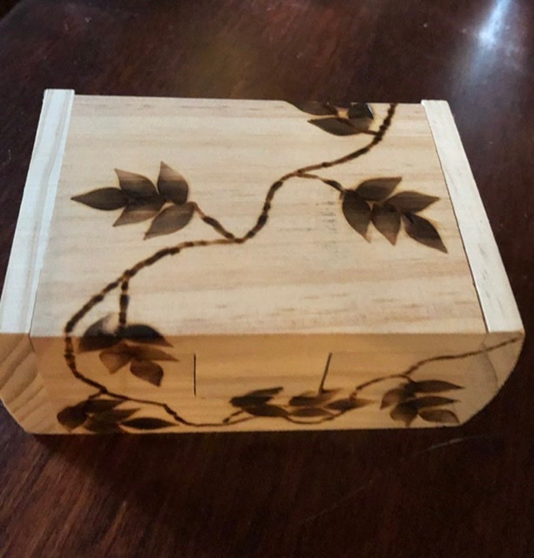 Trinket Box With Wood Burned Design - Etsy