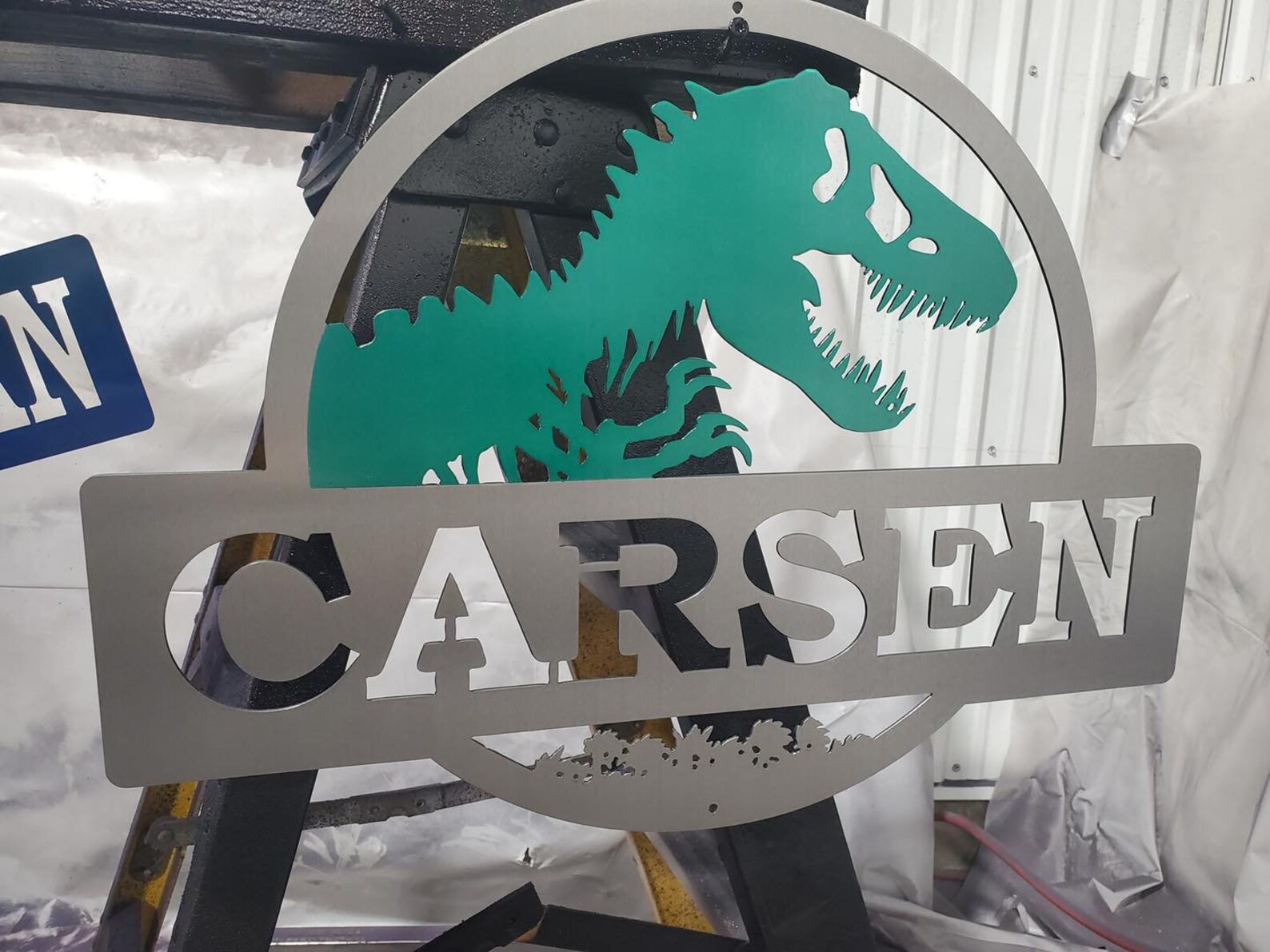 Custom Jurassic Park Dinosaur and Name Sign, Kids Bedroom Décor ...
