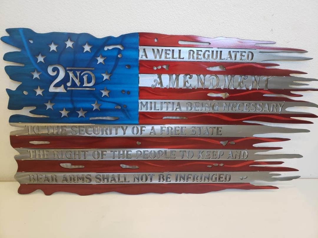 2nd Amendment Steel American Flag Metal Sign, Metal American Flag ...