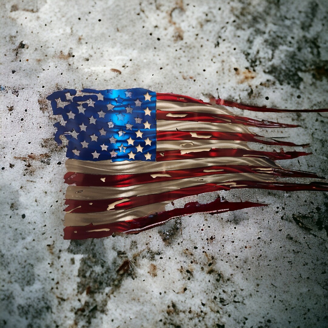Colored Metal Flag With Red and Blue, Metal Flag Wall Art, Metal Flag ...