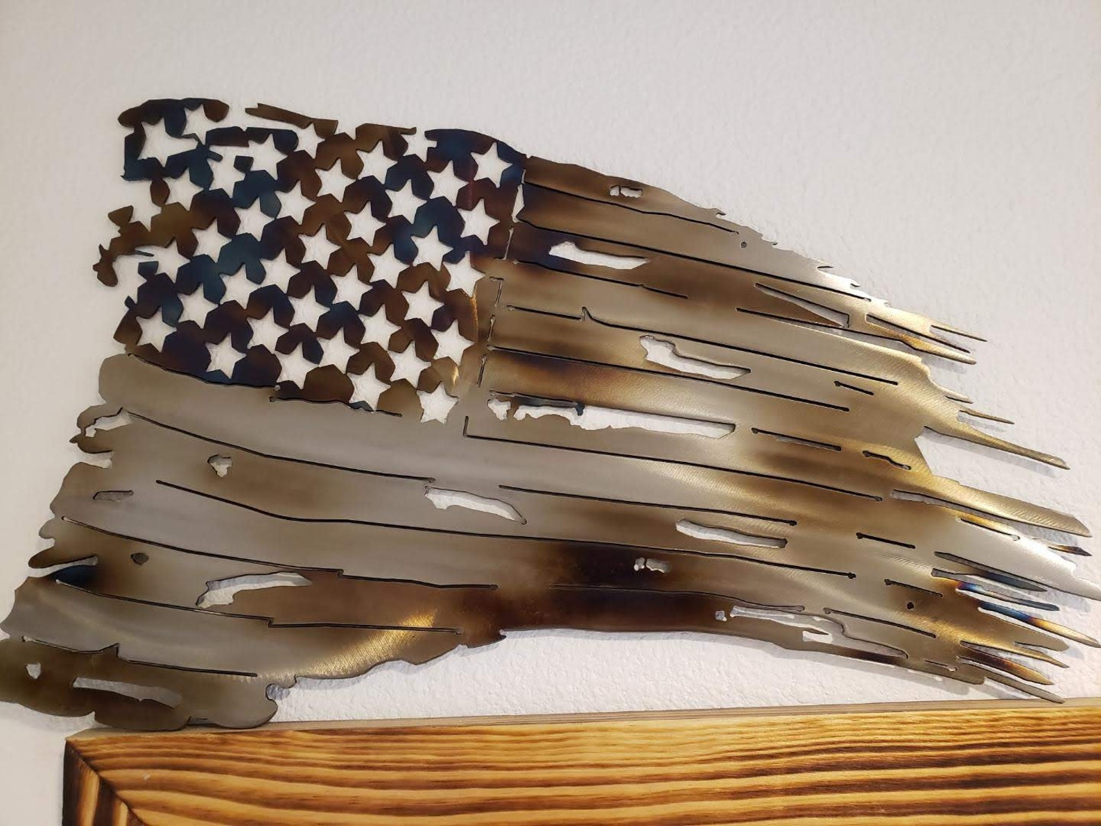 Heat Colored Metal Flag, Metal Flag Wall Art, Metal Flag Sign, Metal ...