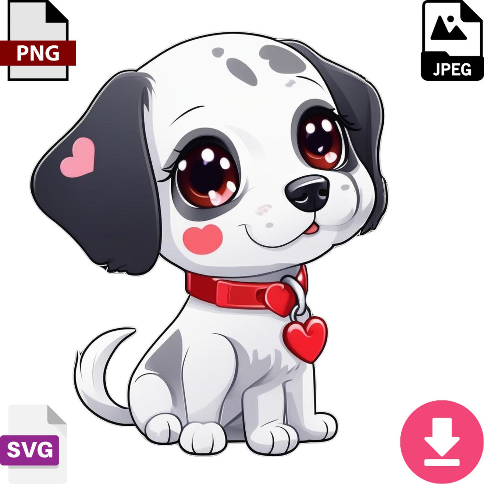 Heartwarming Dog With Cute Hearts PNG,SVG & Jpeg: Adorable Pet and Love ...