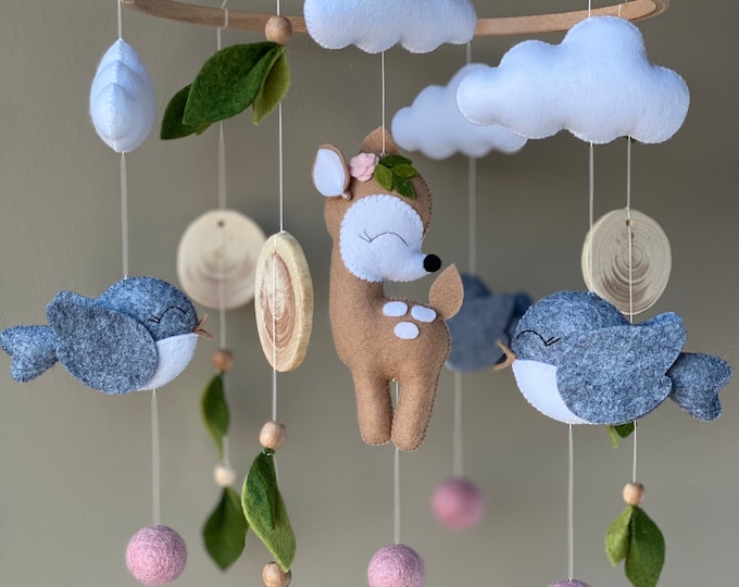 MADE TO ORDER Shabby Chic Woodland Animal Nursery Mobile Outdoors Girl ...