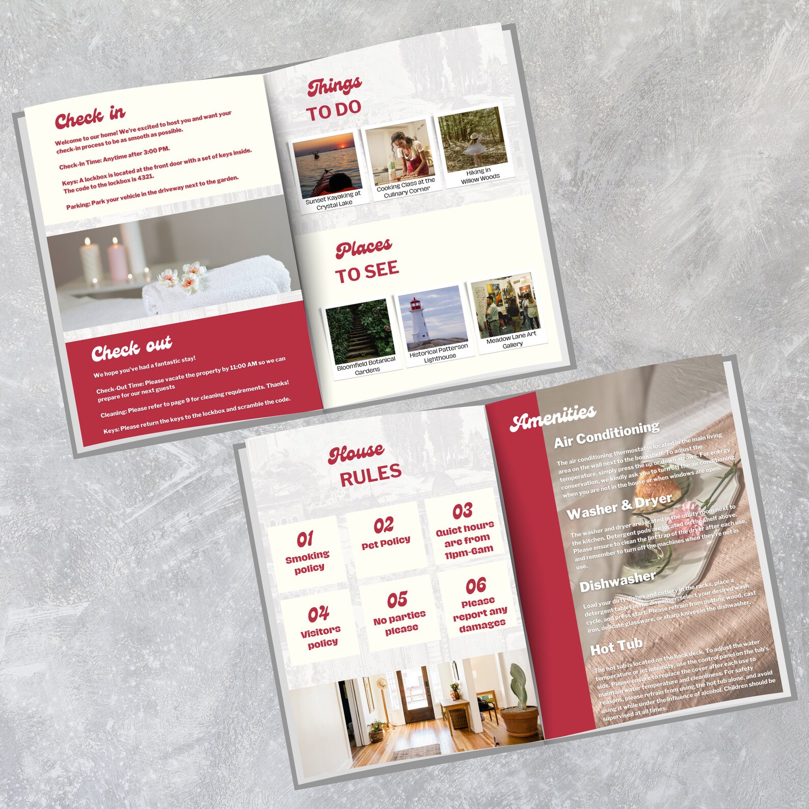 Airbnb Welcome Booklet Romantic Template | House Host Manual Guidebook ...