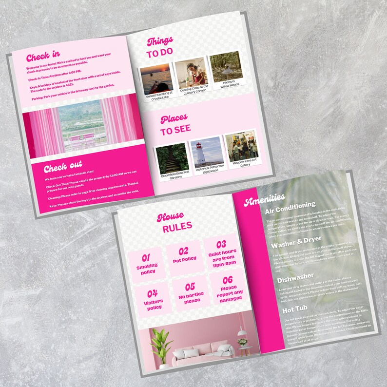 Airbnb Welcome Booklet Girly Template | House Host Manual Guidebook ...
