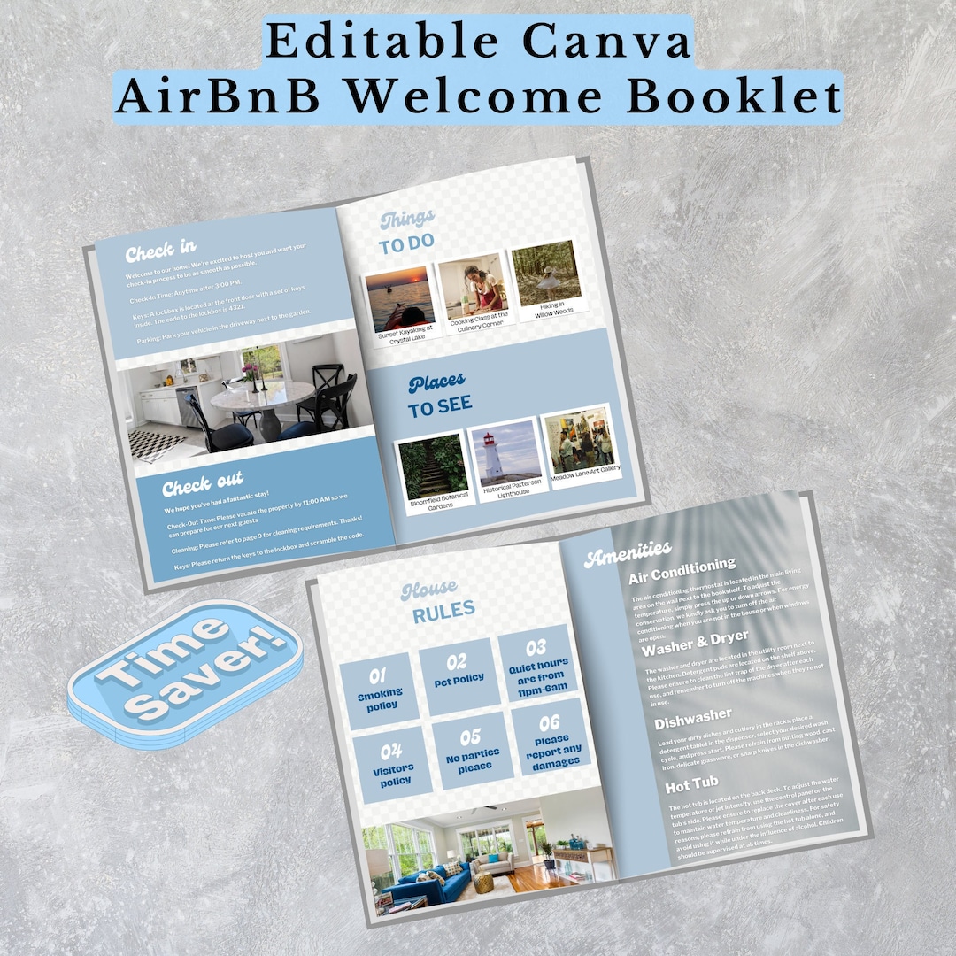 Airbnb Welcome Booklet Groovy Template | House Host Manual Guidebook ...