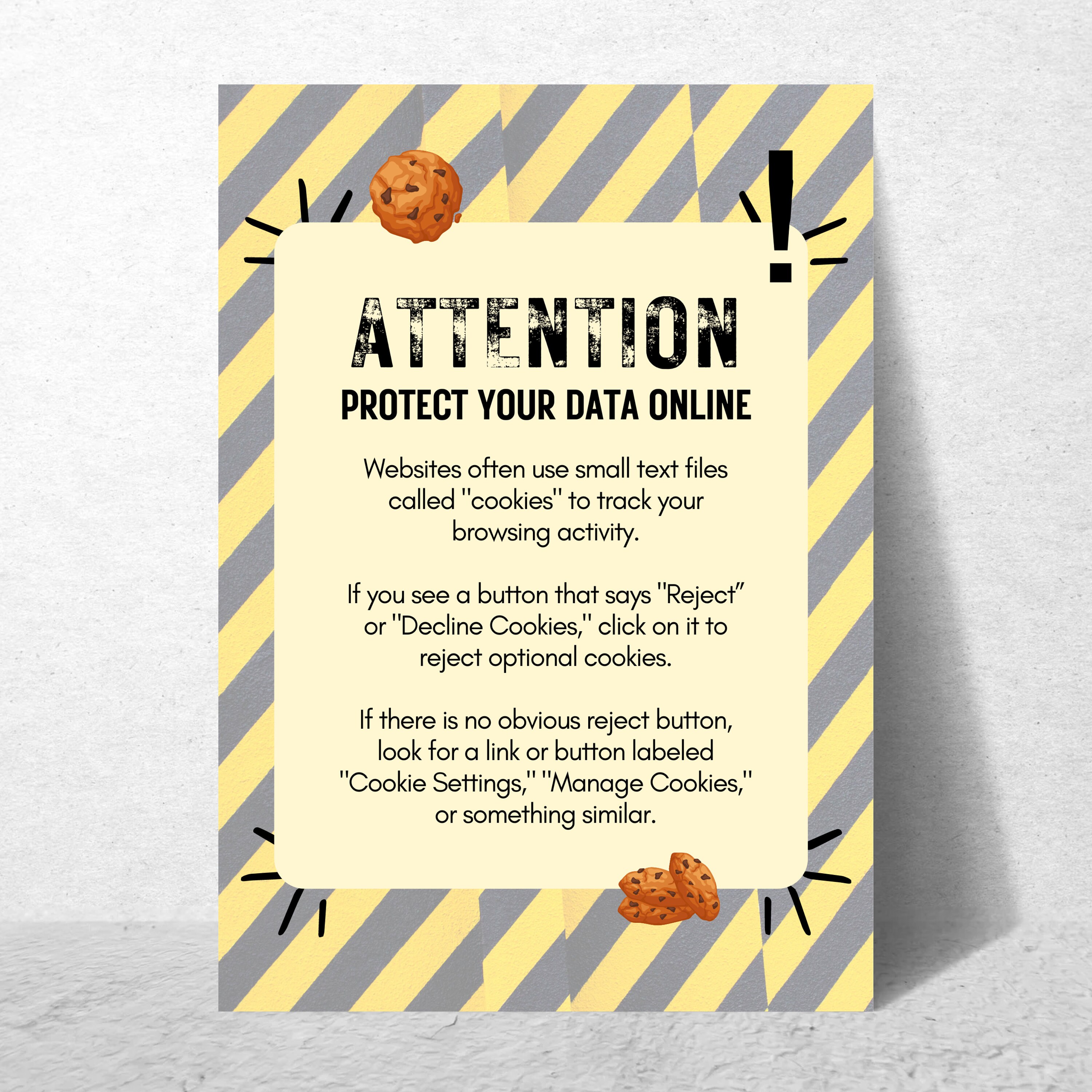 Reject Tracking Cookies Poster for Kids | Online Data Safety for ...
