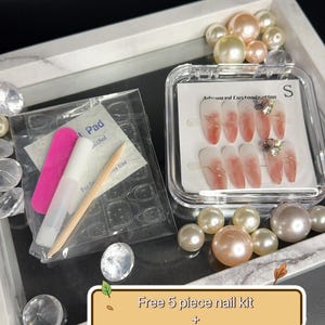 Medium Short Press on Nails, Hand Painted 3D Marble Gel Nails, Glue on ...