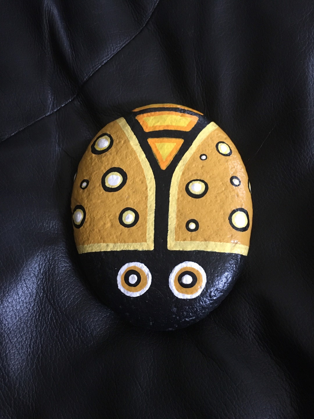 Hand Painted Yellow Ladybug Rock - Etsy