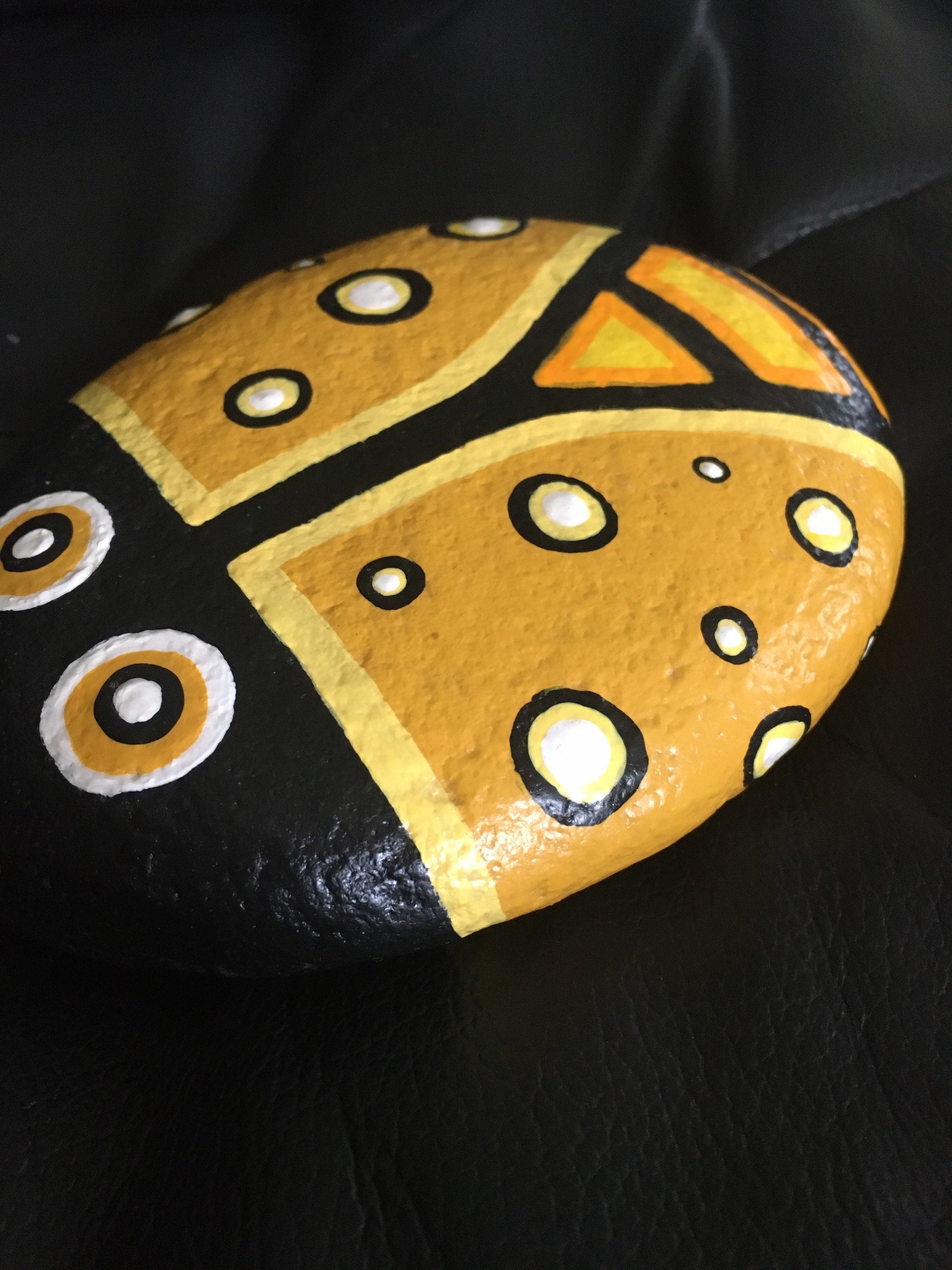 Hand Painted Yellow Ladybug Rock - Etsy