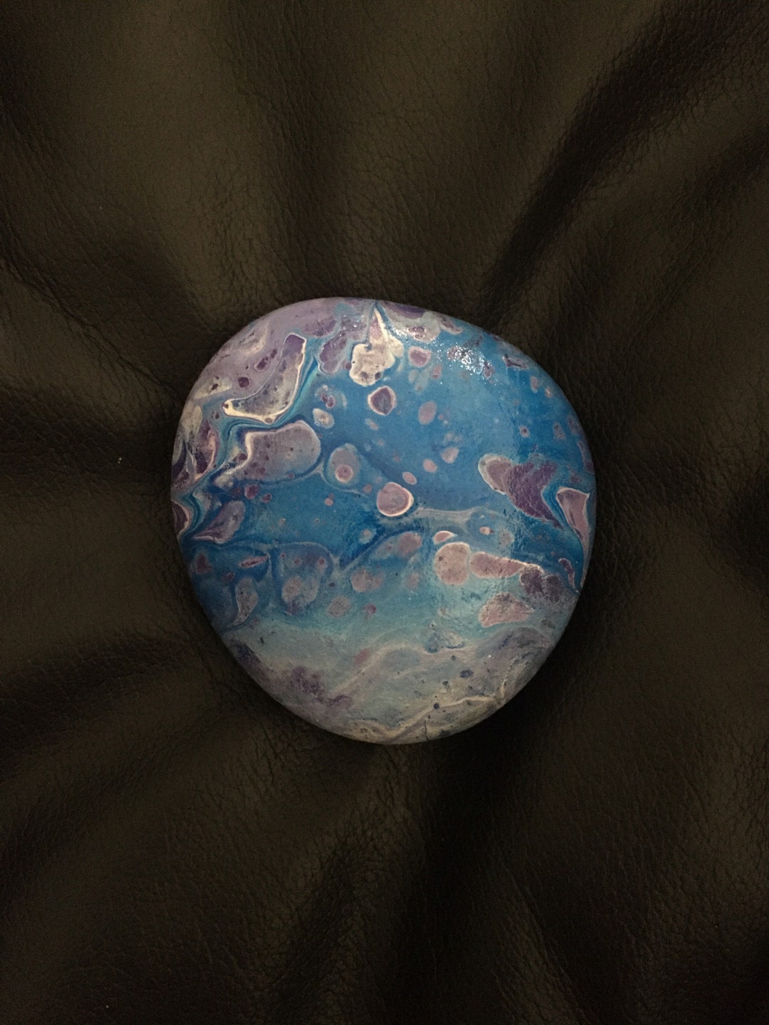 Hand Painted Acrylic Paint Poured Blue & Purple Rock - Etsy