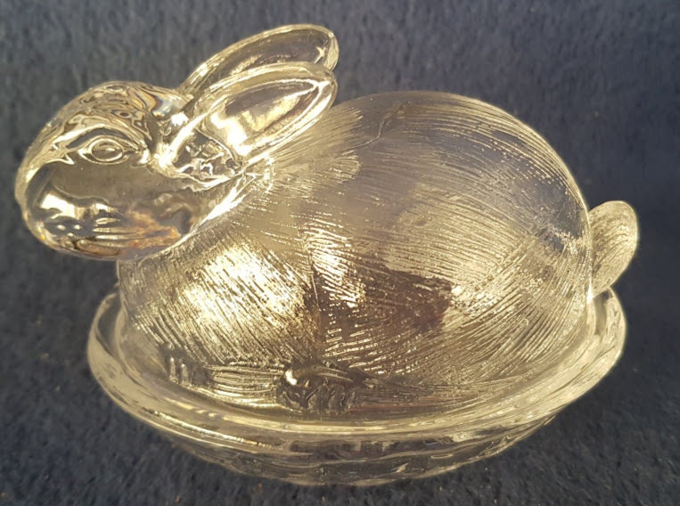 Clear Glass Rabbit Candy Dish - Etsy