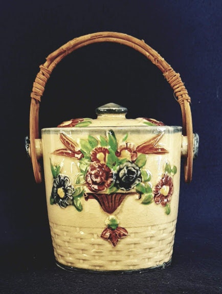 Antique Japanese Ceramic Biscuit Jar Round Floral Pattern | Etsy