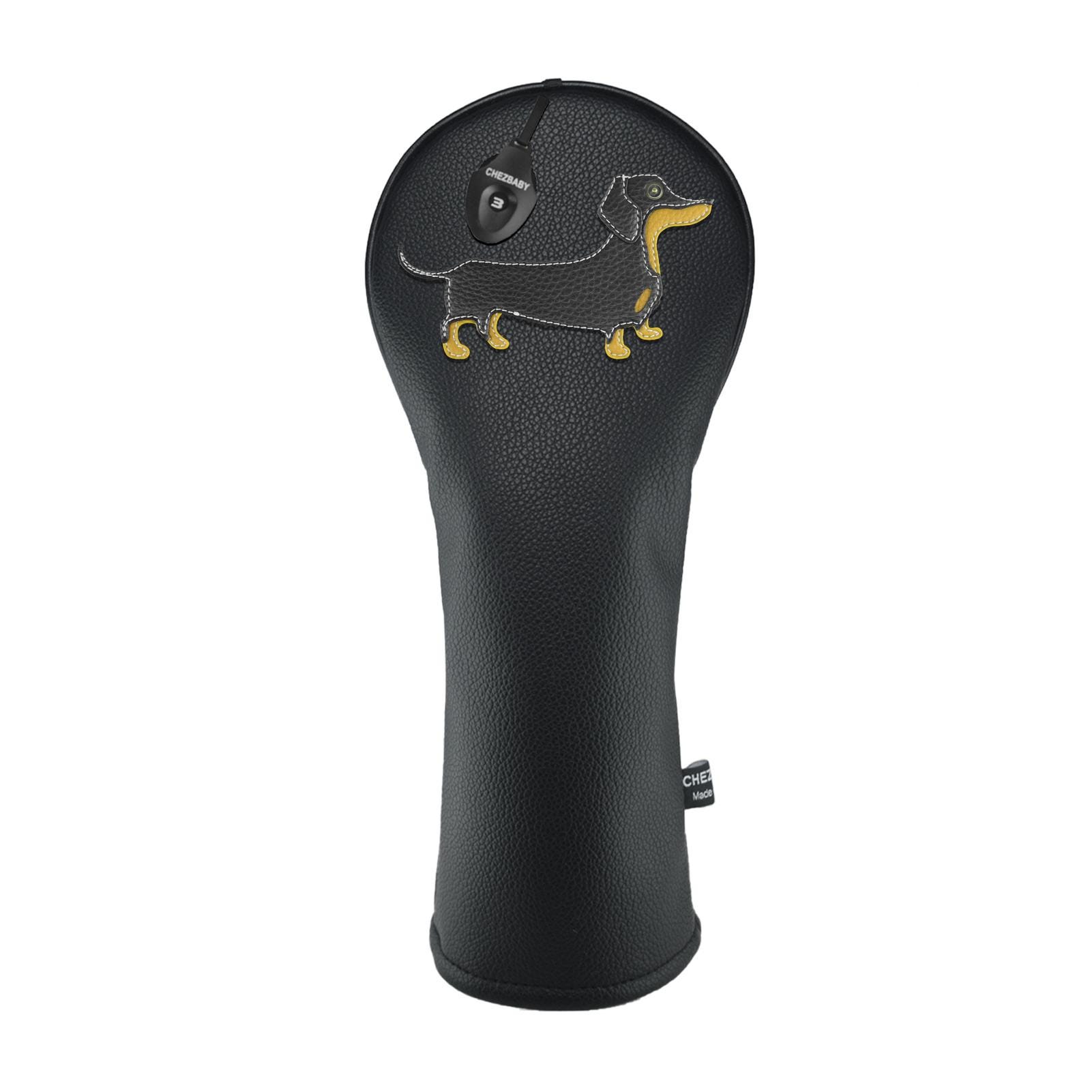 Dachshund PU Leather Golf Club Covers Driver Headcovers Fairway Woods ...