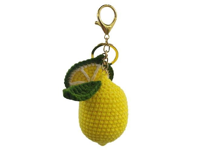 Handmade Crochet Lemon Keychain | Cute Mini Lemon Bag Charm | Crochet ...