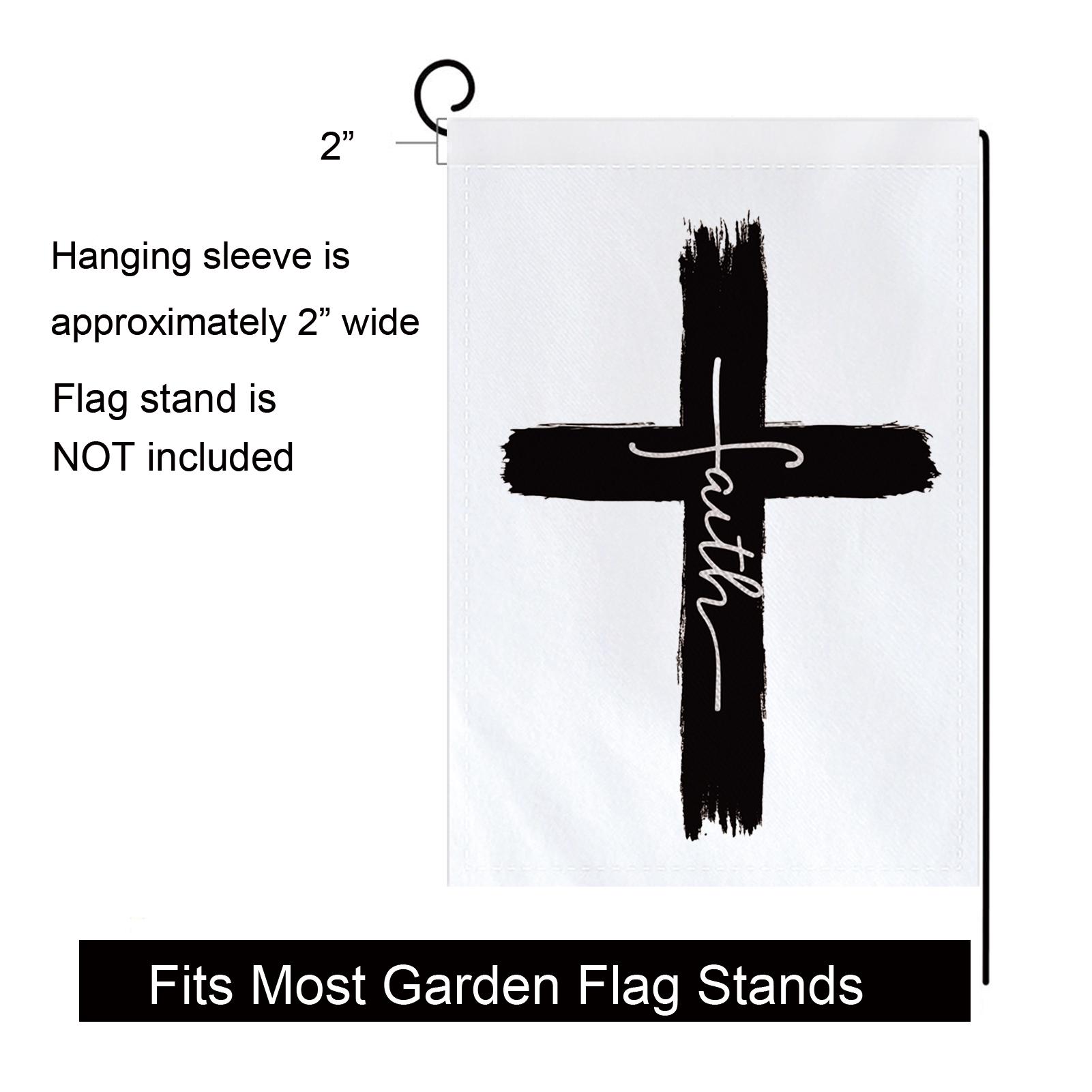 Faith Cross Christian Garden Flag House Flag Double Sided Decorative ...