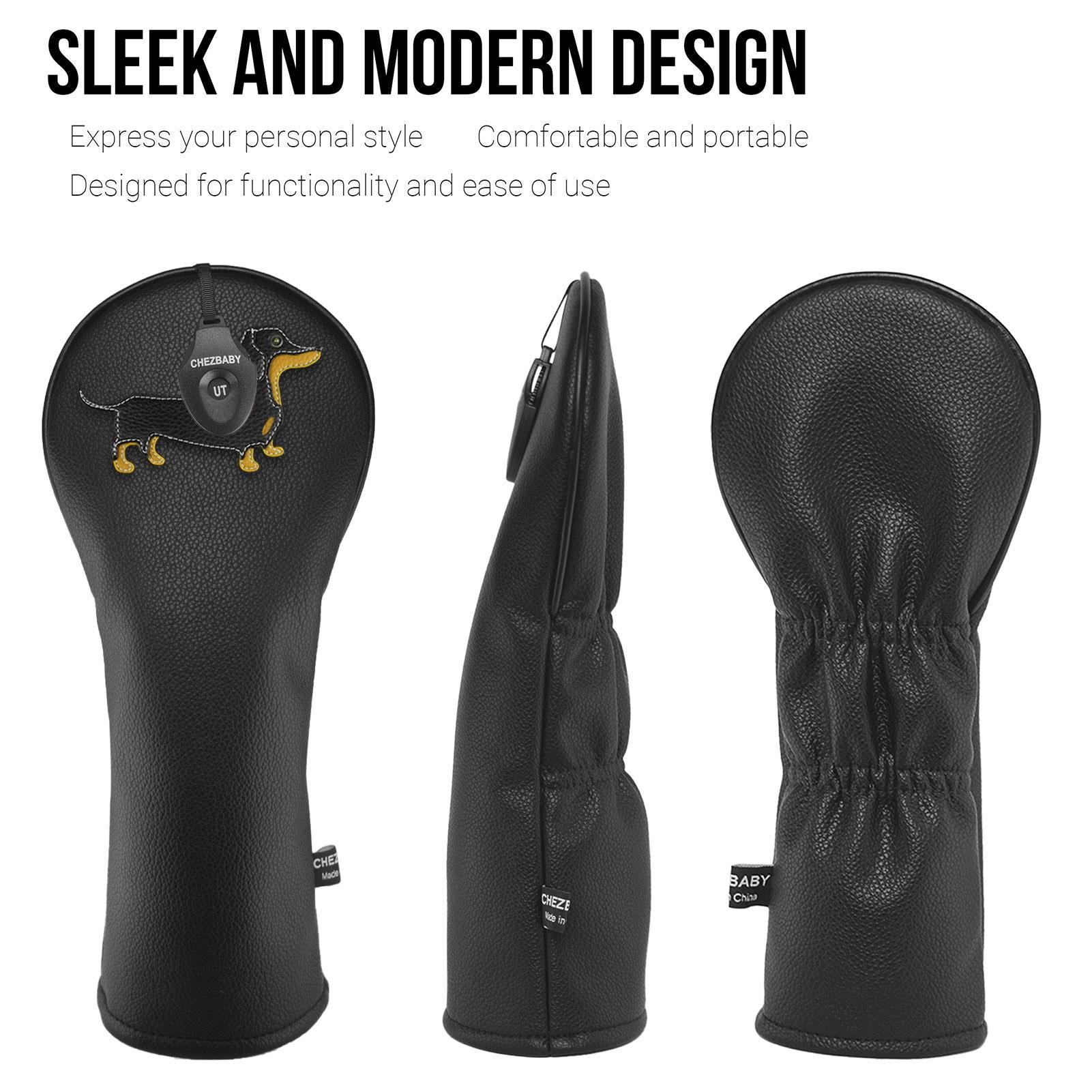 Dachshund PU Leather Golf Club Covers Driver Headcovers Fairway Woods ...