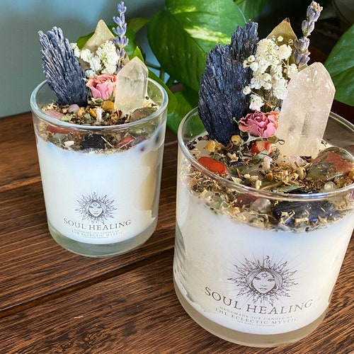 Attract Love Intention Candle Packed With Crystals Herbs & - Etsy