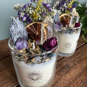Anxiety Relief & Happiness Intention Candle Packed With Crystals, Herbs ...