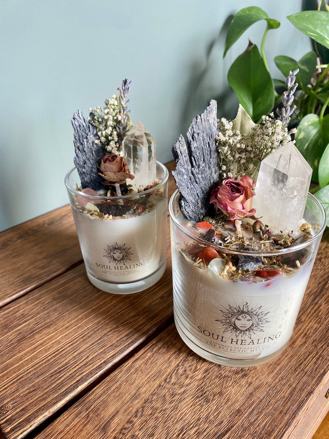 Soul Healing Intention Candle Packed With Crystals, Herbs and Flowers ...